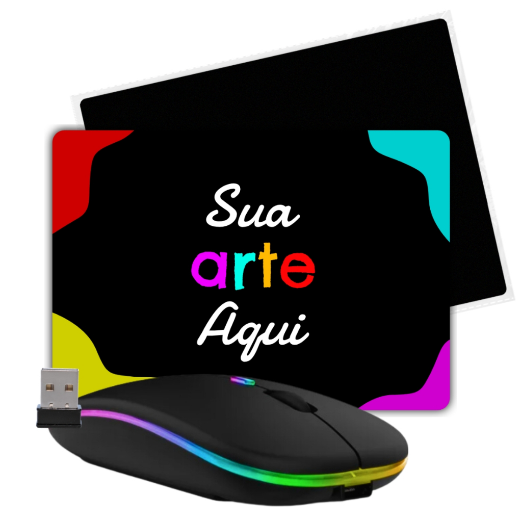 Kit Combo Mouse Sem Fio Wireless Bluetooth + Mouse Pad Emborrachado ...