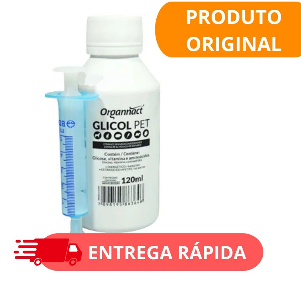 SUPLEMENTO VITAMÍNICO P/ ANIMAIS GLICOL PET 120ML ORGANNACT | Shopee Brasil