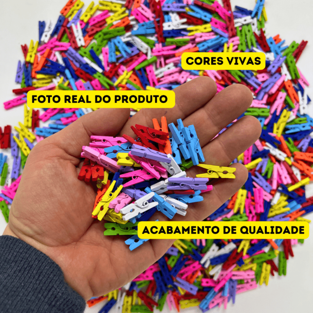 Kit 120 Mini Prendedor Para Fotos Pregador Prendedor Colorido 2,5Cm Em Madeira Varal De Foto ...