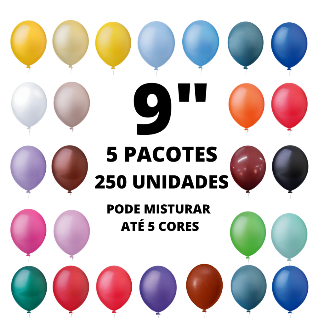 Bexiga Balão Tamanho 9 c/ 5 Pacotes | Shopee Brasil