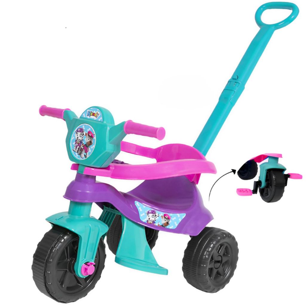 Velocipe Motoca Triciclo Infantil Patrulha Canina Kendy C/ Empurrador ...