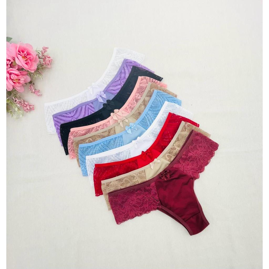 KIT 10 Calcinhas Tanga Lateral Renda Calcinha Lingerie Lateral Renda ...