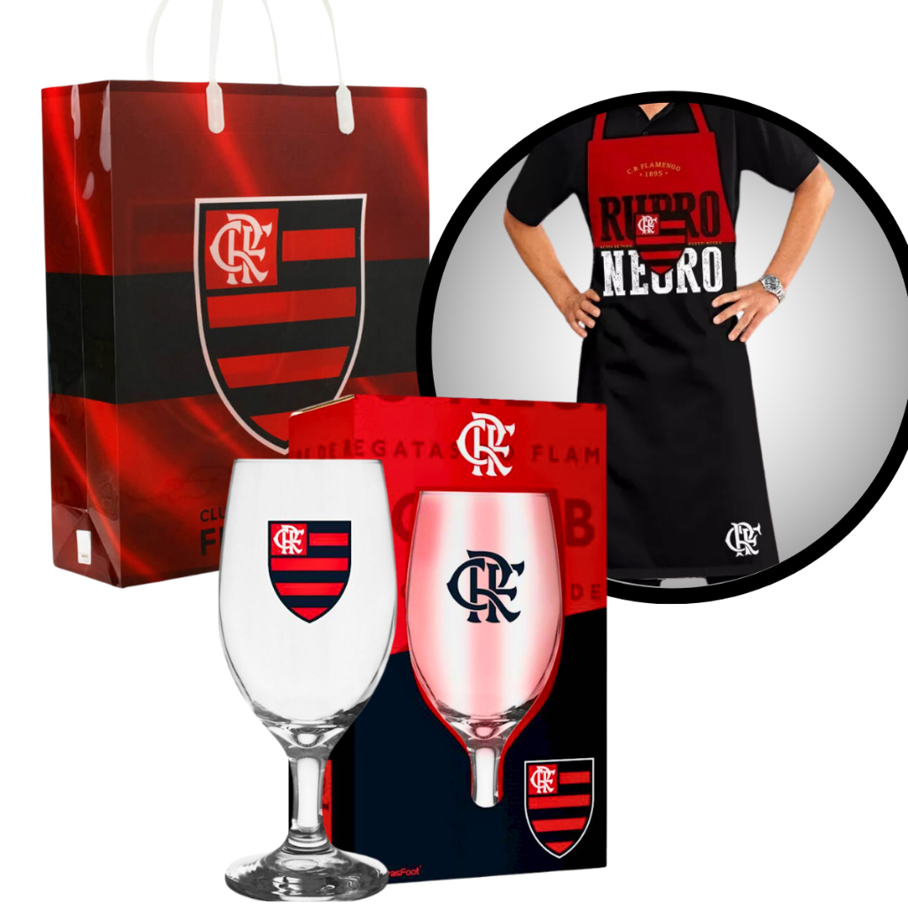 Kit Taça Copo Cerveja Chopp Chope Avental Churrasco Flamengo Oficial ...