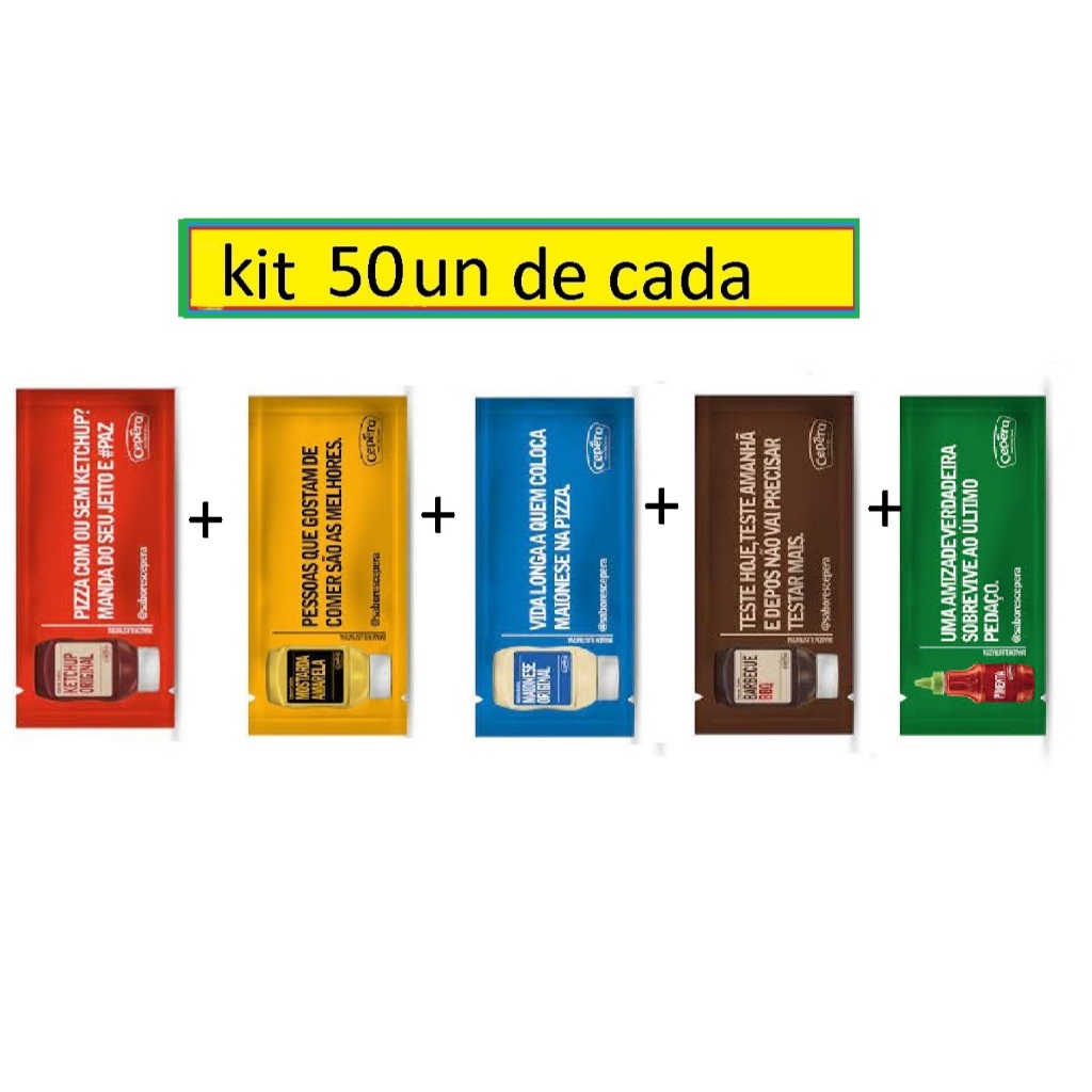 kit sache ketchup +Mostarda + Molho pimenta + Barbecue + Maionese ...