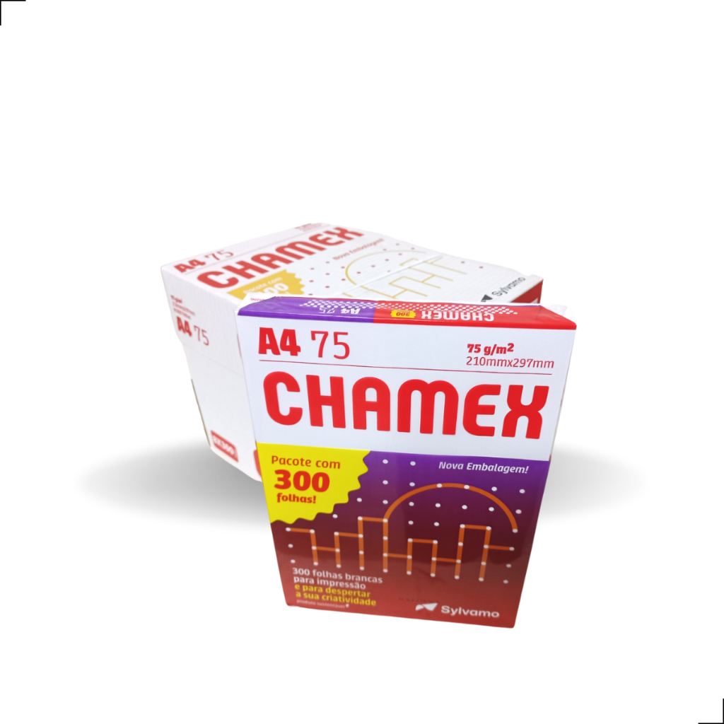 Papel sulfite Chamex A4 300 folhas Branca 210 x 297mm Chamex 75g ...
