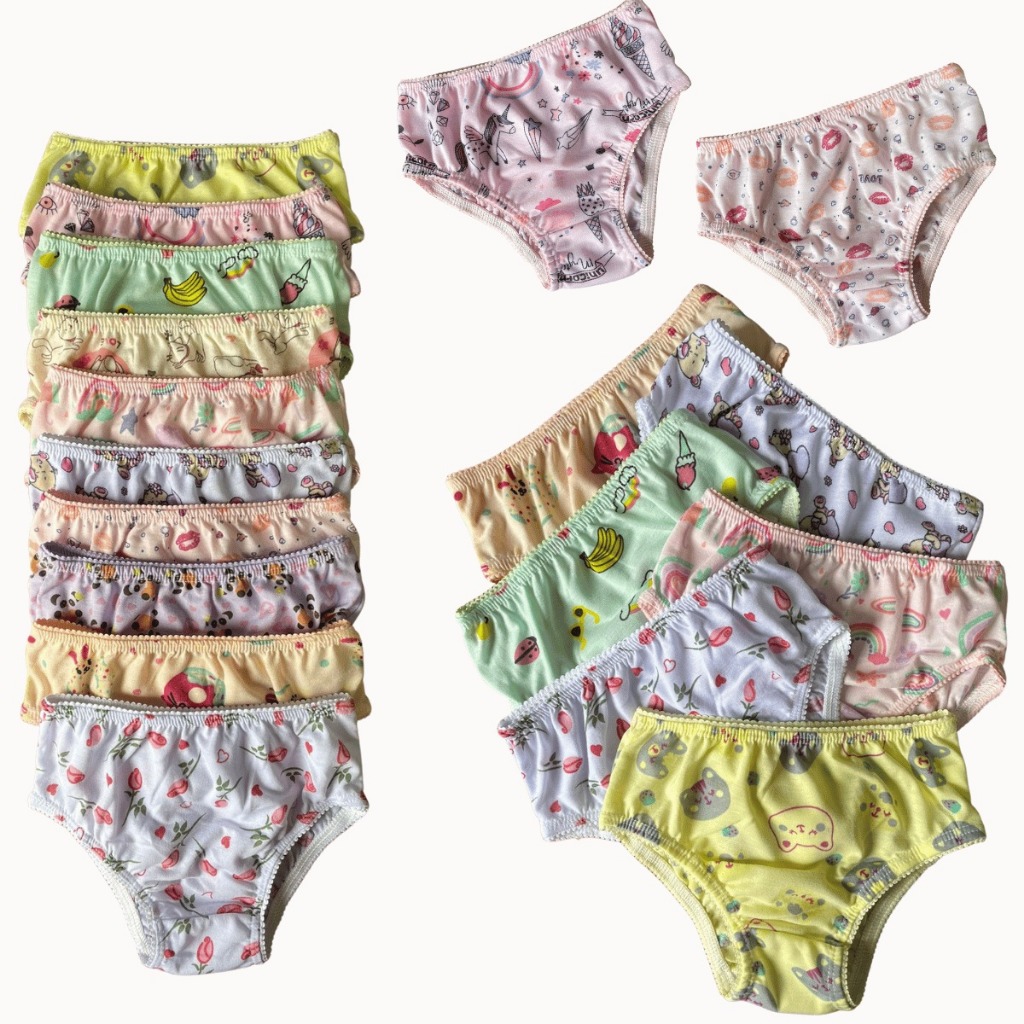 10 Calcinhas Infantis kit de calcinha Infantil malha Premium forro 100% ...