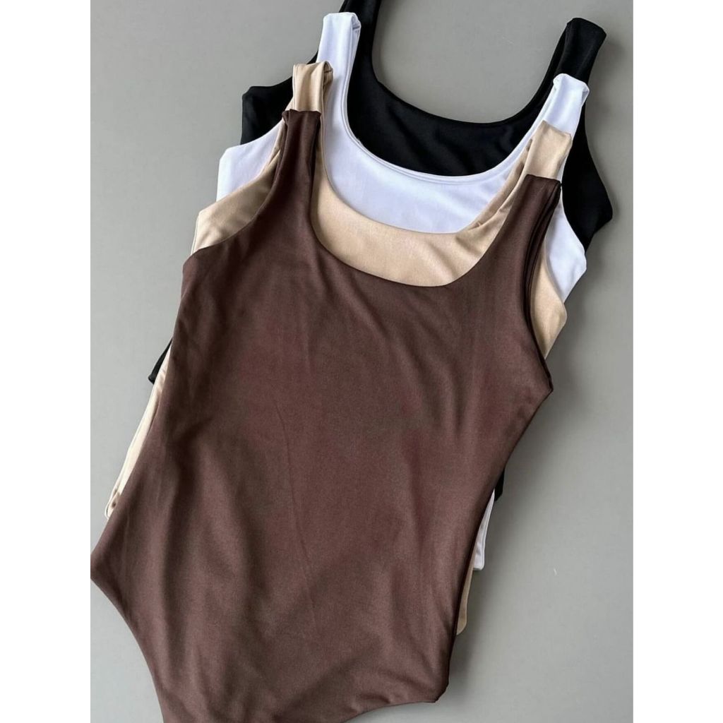 Kit 4 Body Bory Bori Feminino Macacão Decote Quadrado Regata Alças ...