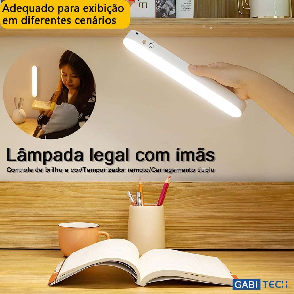 Recarregável Lâmpada De Mesa Magnética Removível Para Estudo Portáti ...