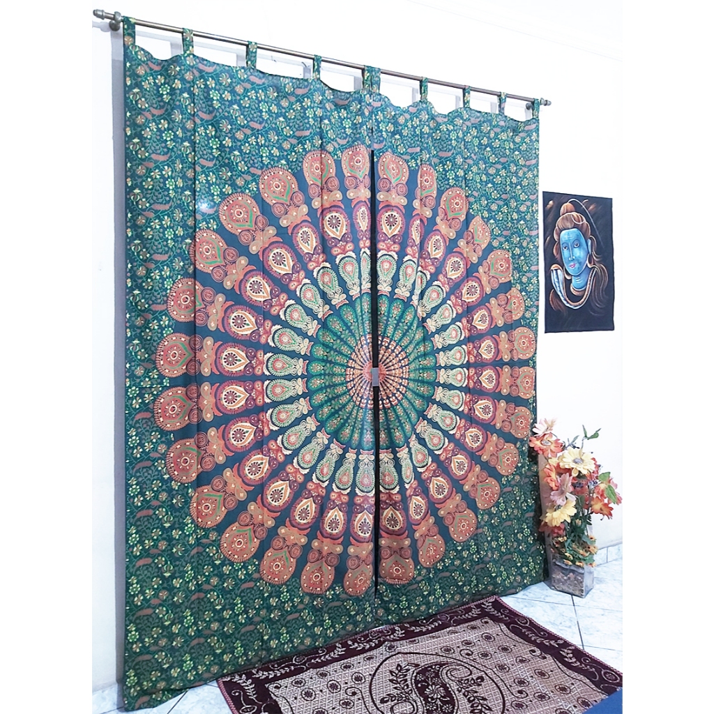 Cortina Indiana Boho Hippie Chic Mandala Pavao Peacock Tecido Indiano ...