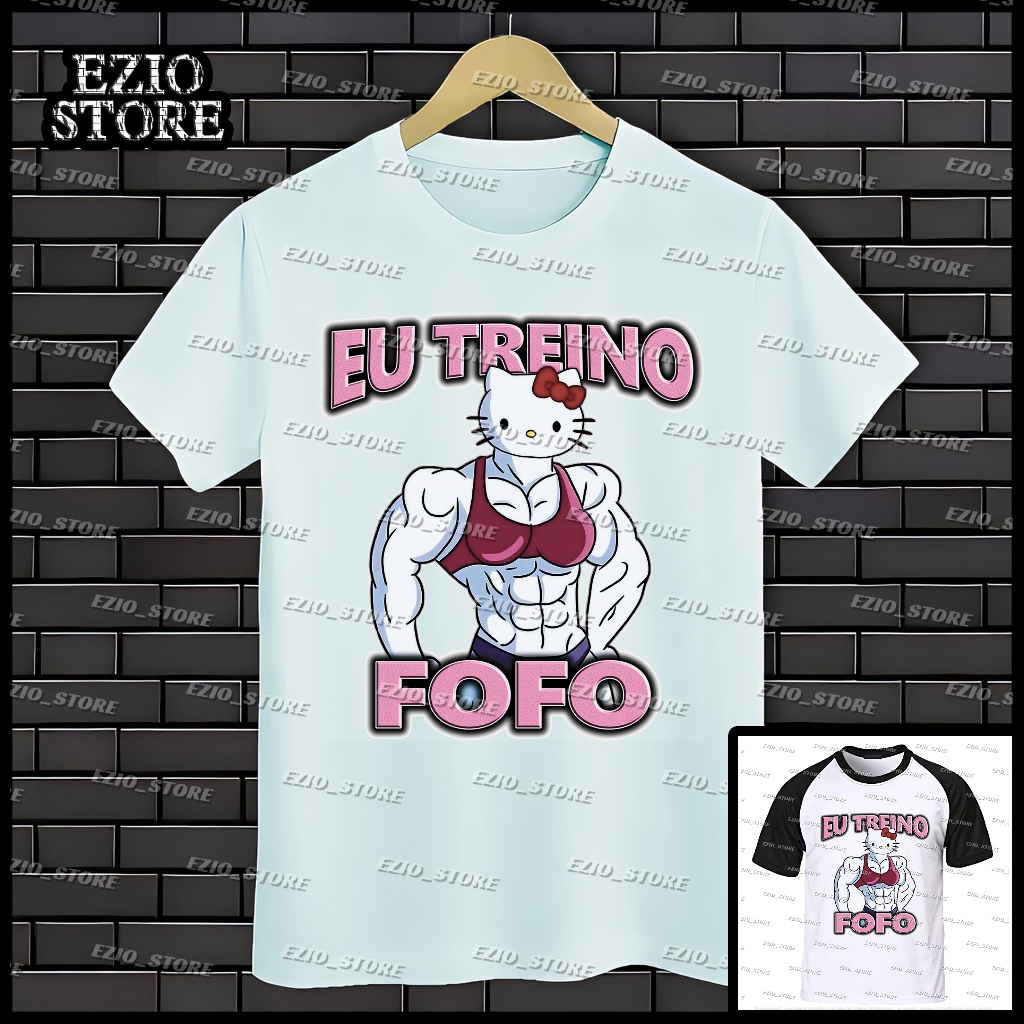 Camiseta Hello Kitty "Eu Treino Fofo" Unissex, Blusa Camisa Treino ...