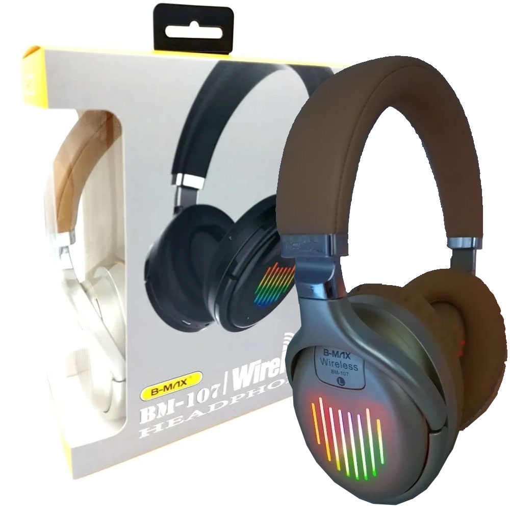 Fone De Ouvido Headphone Bluetooth Sem Fio Micro SD FM BM-107 | Shopee Brasil