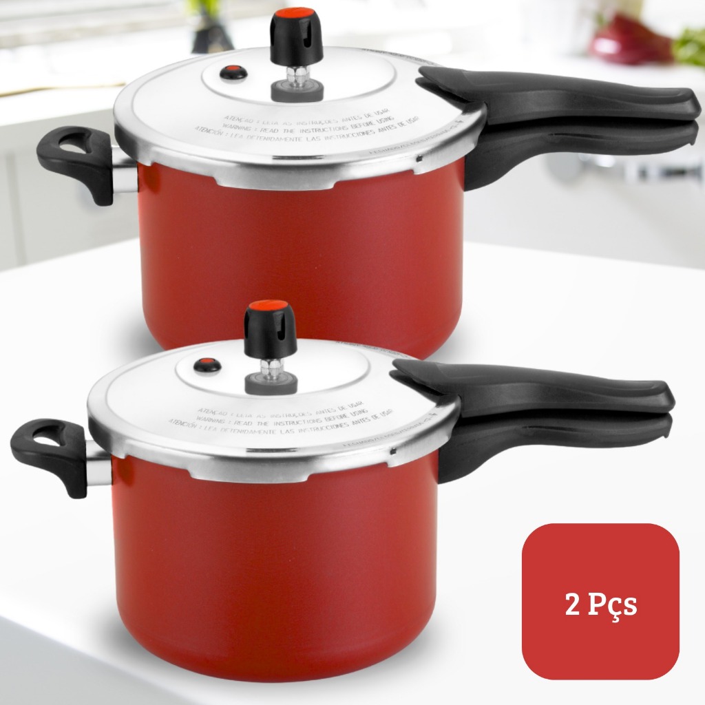 Kit 2 Panelas De Pressão 4,5 L Fechamento Externo Antiaderente Teflon ...