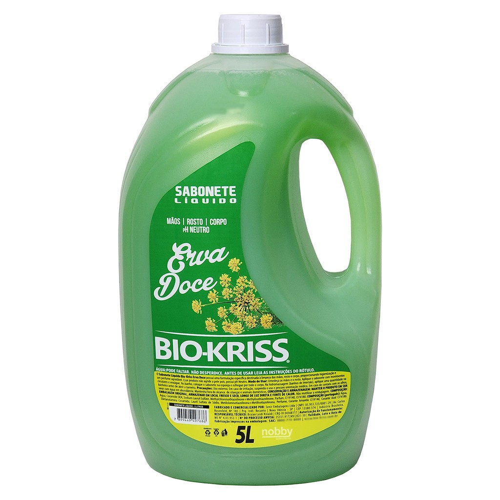 Sabonete Liquido Erva Doce Perolizado Neutro Para Mãos e Corpo 5 Litros | Shopee Brasil