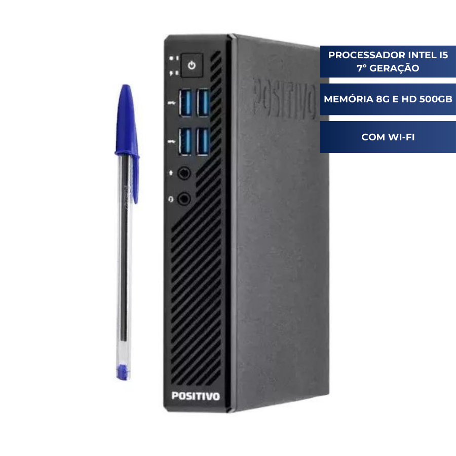 Mini PC Positivo C610 Intel Core i5-7400T Quad-core Memória 8GB HD de 500GB Windows 11 com Wi-fi ...