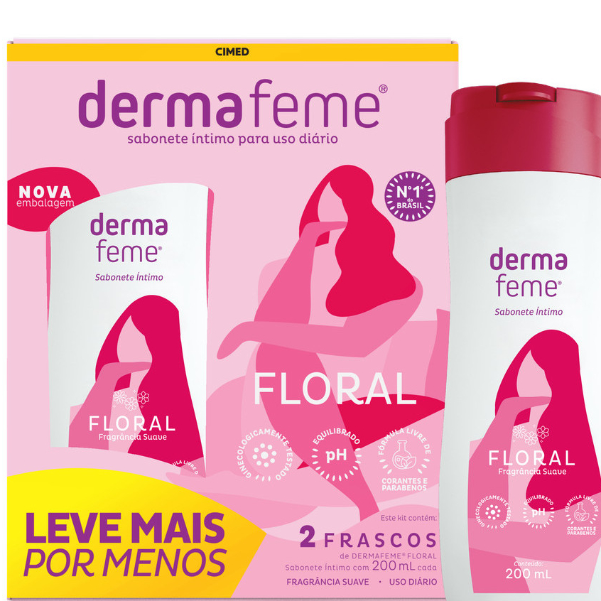 Sabonete Íntimo Derma Femme Floral - Kit com 2 unidades de 200ml ...