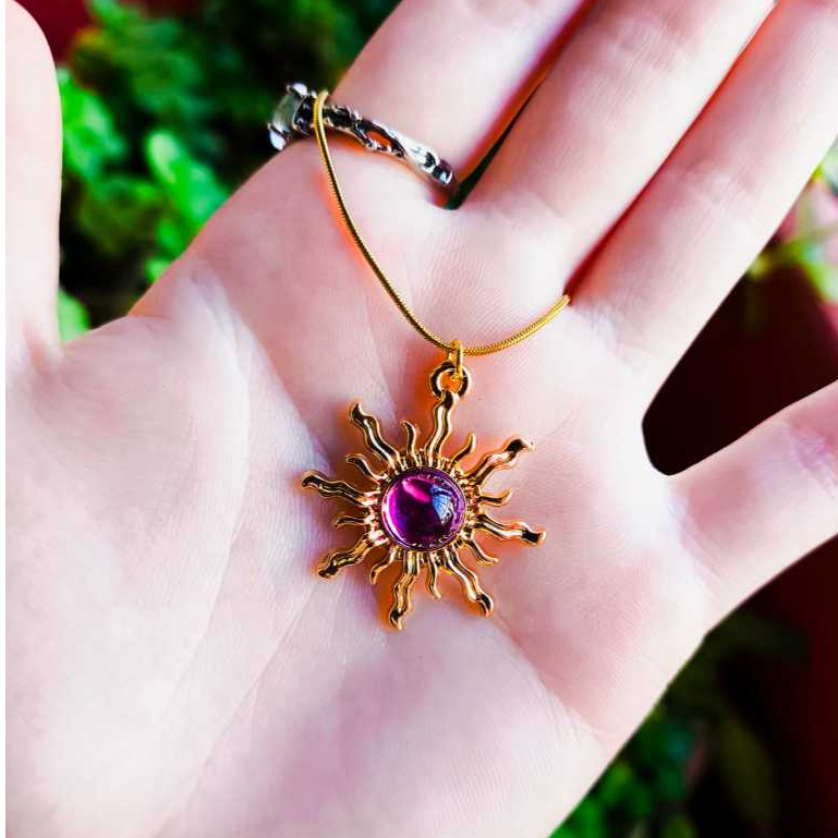 Colar Sol Rapunzel Enrolados + Caixinha Presente Aço Inoxidável Raio ...