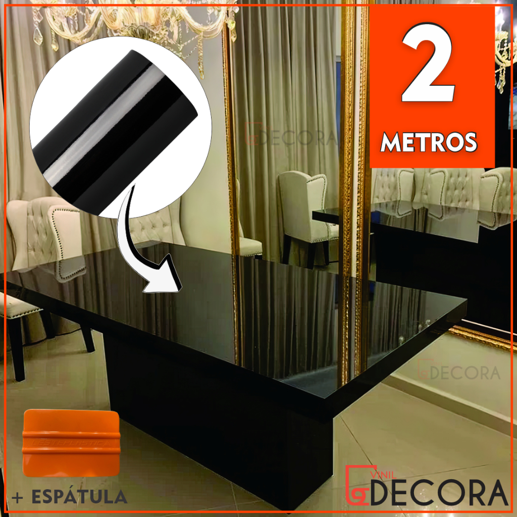 Adesivo Preto Laquear (laca) 200x120 cm Para Mesa Vidros ou ...