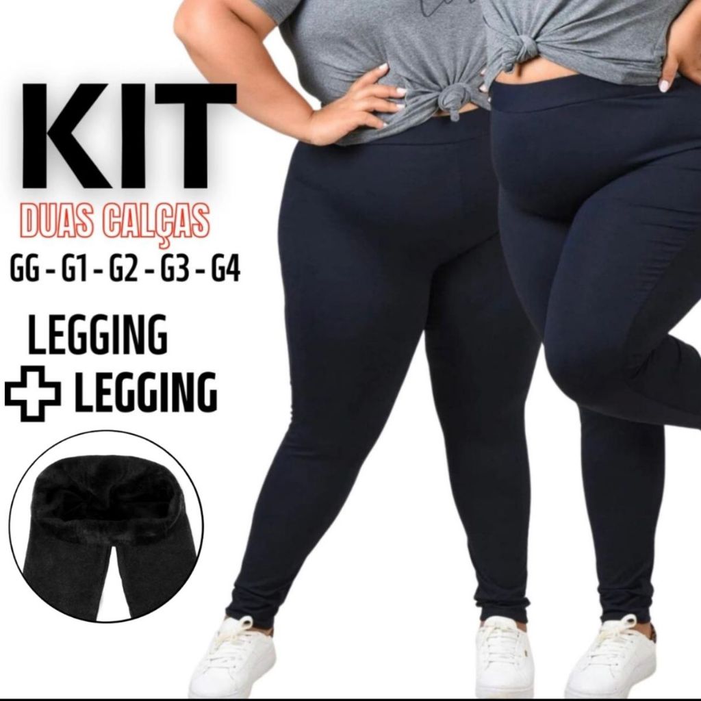 KIT Calça Legging FLANELADA Plus sizer G1 G2 G3 feminina cintura alta ...