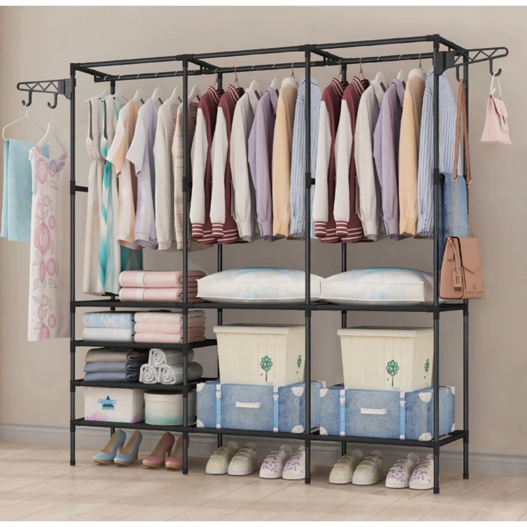 Arara De Roupa Com Sapateira Cabideiro De Chão Rack Organizador ...