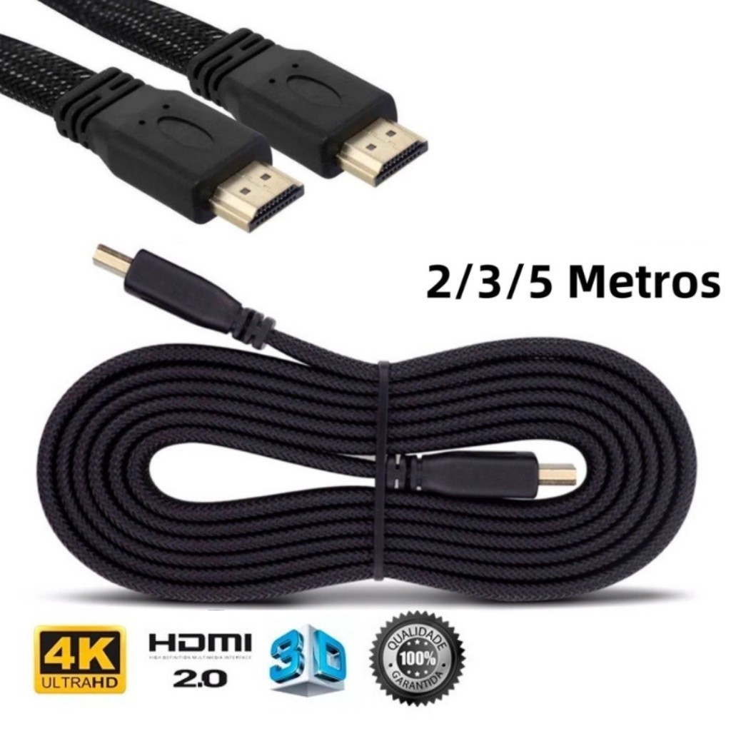 Cabo Hdmi HdTV Full Hd 4K 3D Alta definição Resolução Versão 2.0 5 ...