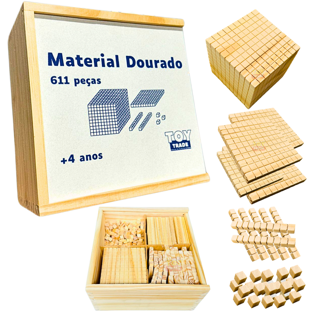Material Dourado Toy Trade - 611 Peças em Madeira Educativo Matemática ...