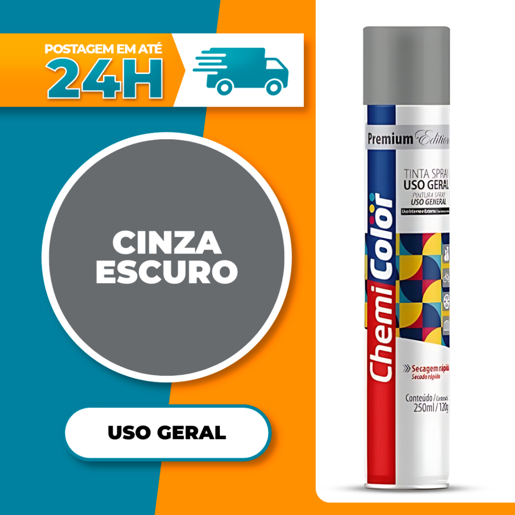Tinta Spray Baston Uso Geral Cinza Escuro 250ml | Shopee Brasil