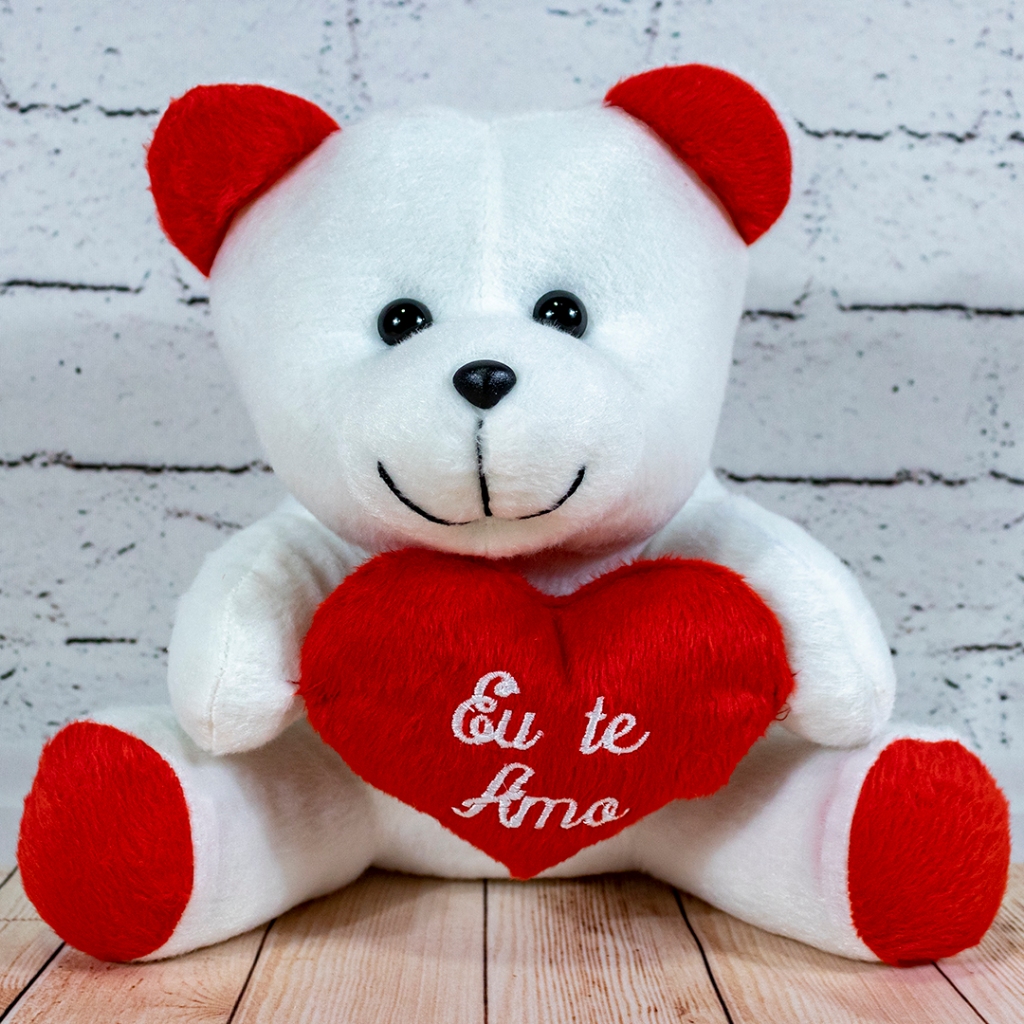 Ursinho de pelúcia 25 cm com coração "Eu te amo" | Shopee Brasil