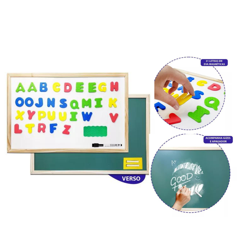 Lousa Planeta Criança Quadro ABC Infantil Ensinar Aprender Kids 60x40Cm ...