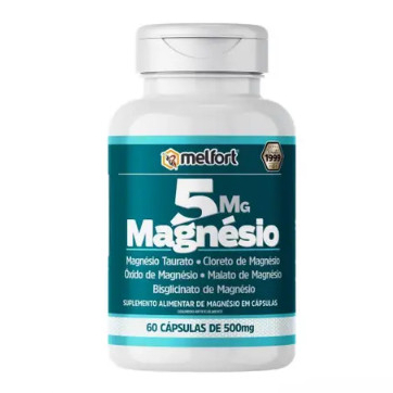 5 Magnésio 500mg C/60 Cápsulas (Taurato, Cloreto, Óxido de Magn,De Malato, Bisglicinato ...