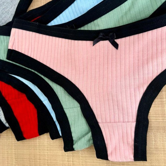 Kit 5 - Calcinha Fio Algodão Viés Aberto Malha Canelada Moda Íntima ...