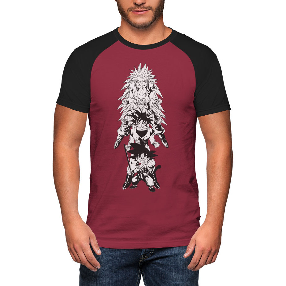 Camiseta Raglan Goku Evolução Vegeta Gohan Trunks Kuririn Animes ...