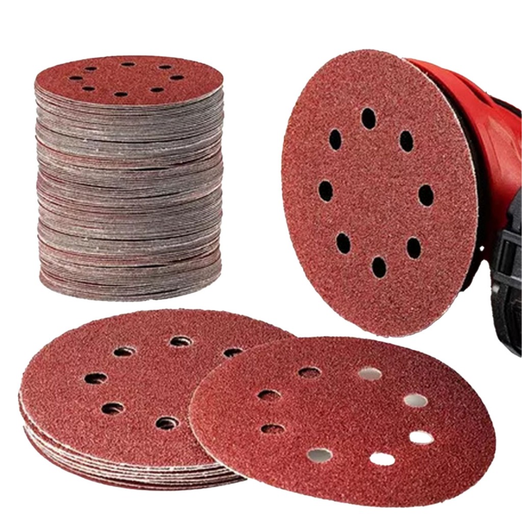 Kit 100 Disco Lixa com Velcro 125mm 8 Furos Rokit Politriz Lixadeira ...