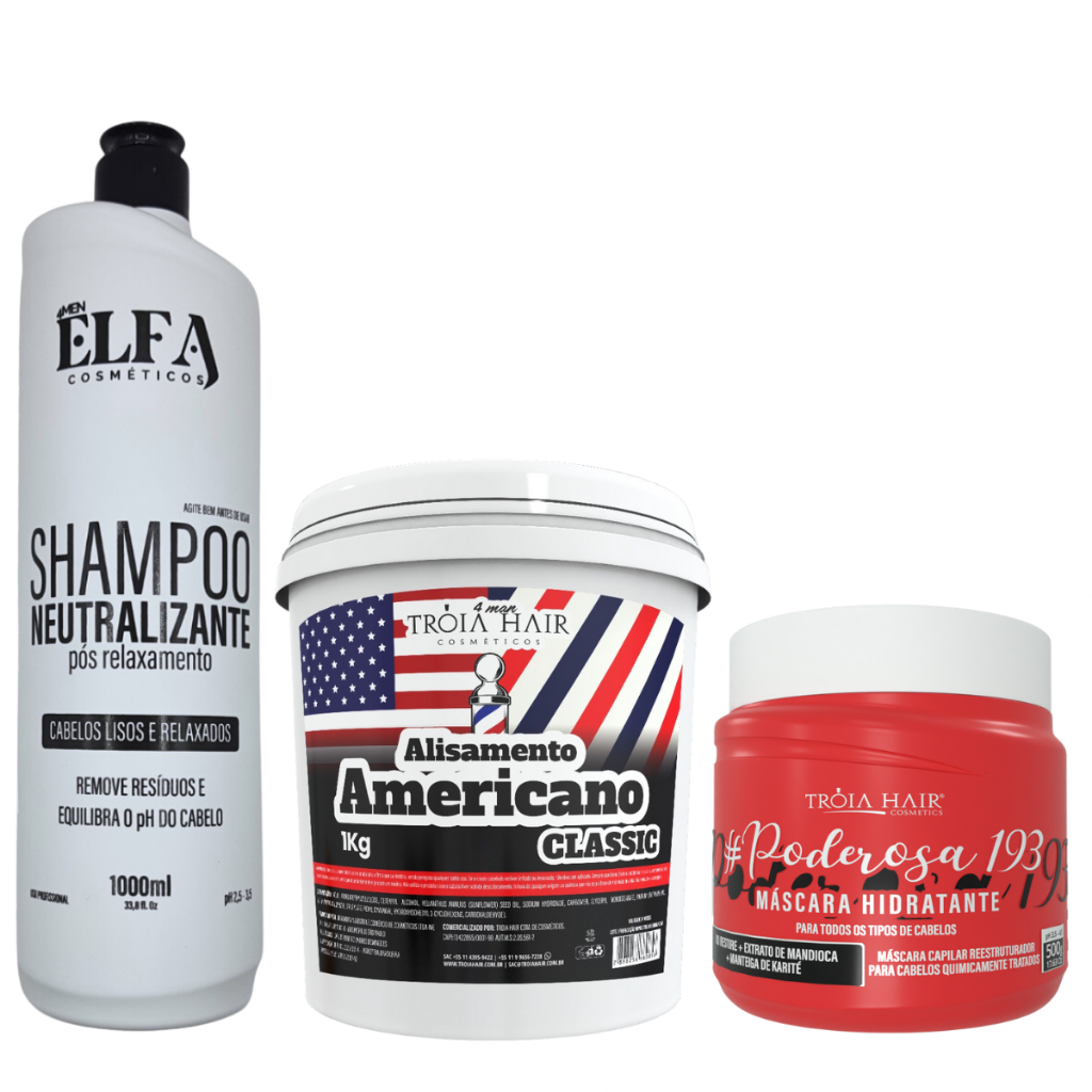 Alisamento Americano + Shampoo Neutralizante + Hidratação poderosa 500g ...