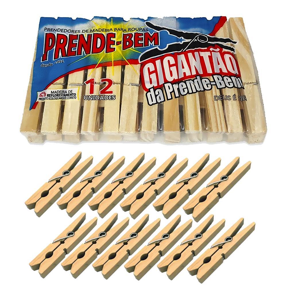 Pregador de roupa de madeira grande prendedor c/12 unidades | Shopee Brasil