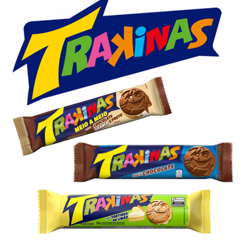 Bolacha Recheada Trakinas Biscoito Vários Sabores Kit 10 Pacotes 126g ...