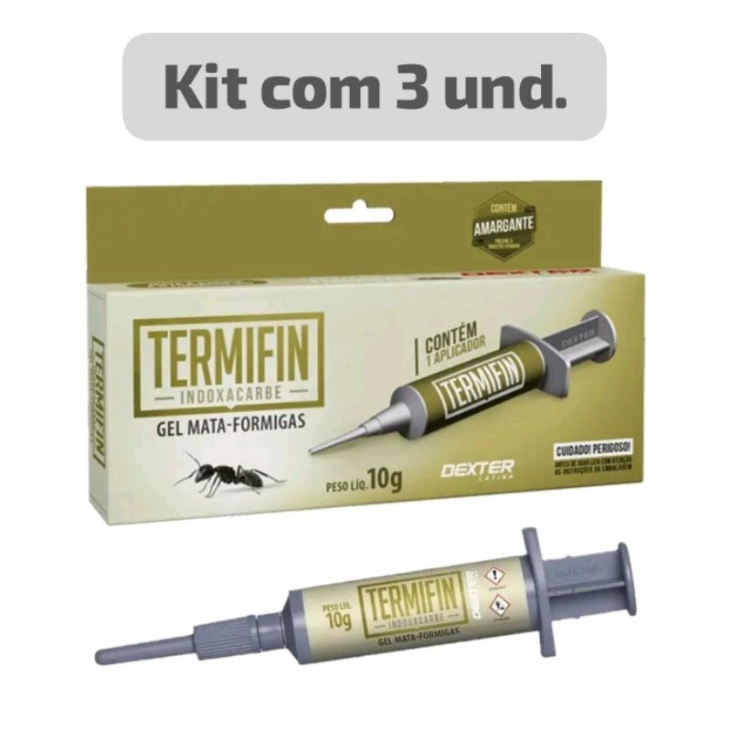 TERMIFIN GEL FORMIGAS KIT Com 3 Unidades dedetização sem cheiro fácil ...