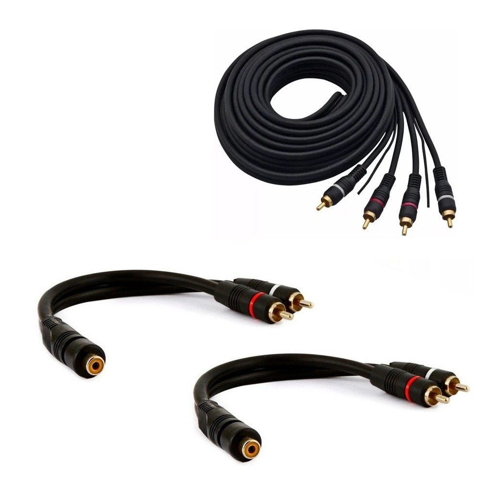 Cabo Som Automotivo Rca 5 Metros + 2 Cabos Y emborrachado | Shopee Brasil