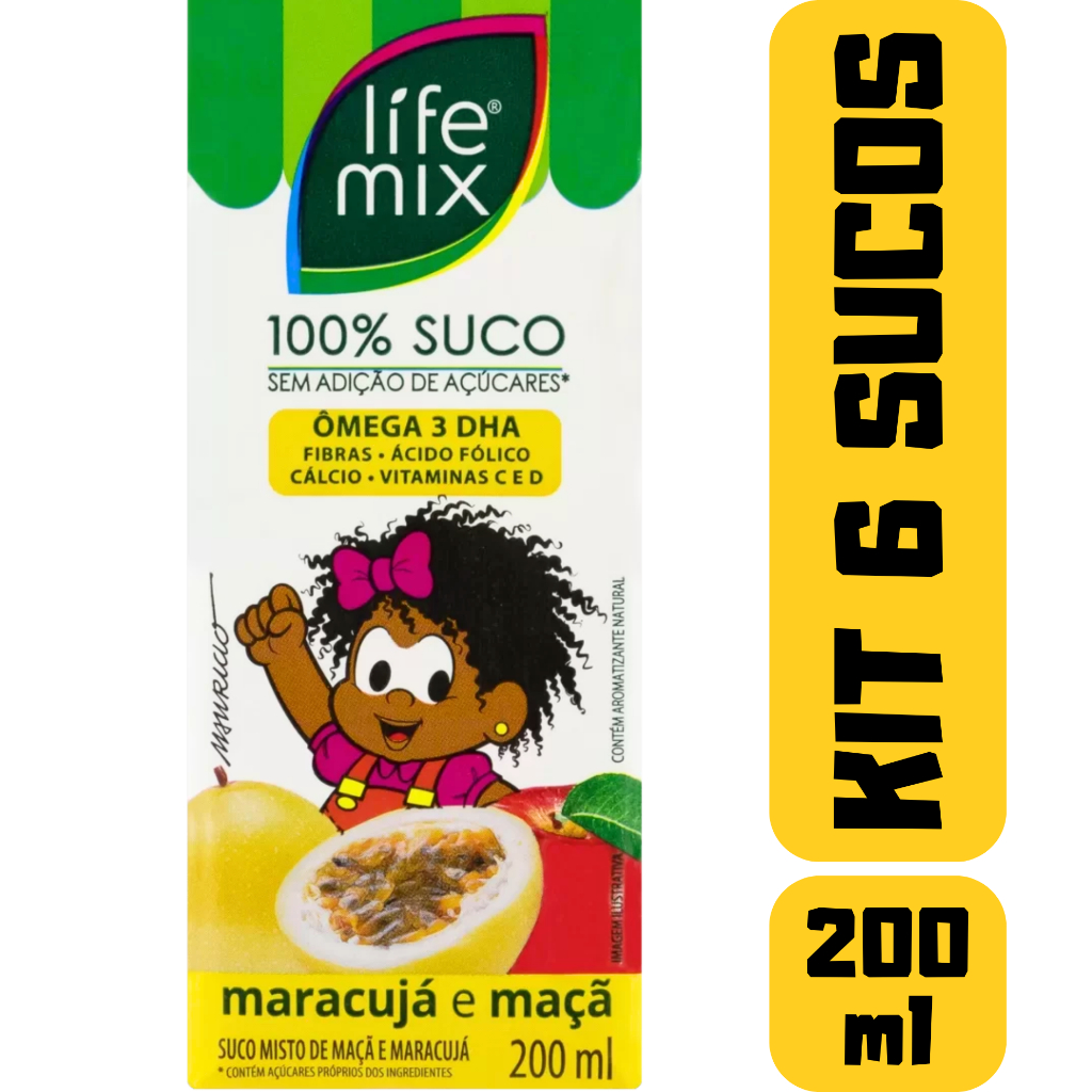 Kit 6 Sucos Life Mix Kids 200ml Turma Da Mônica Maracujá | Shopee Brasil