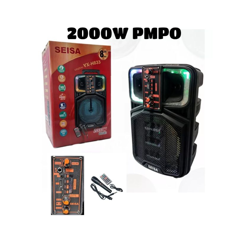 Caixa de som 2000W PMPO Amplificada completa 8 polegadas Rádio FM ...