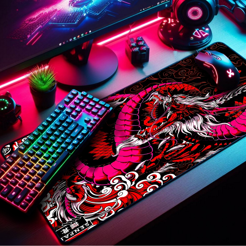Mouse Pad Gamer Dragão Japonês 70x35cm mousepad gamer Extra Grande ...