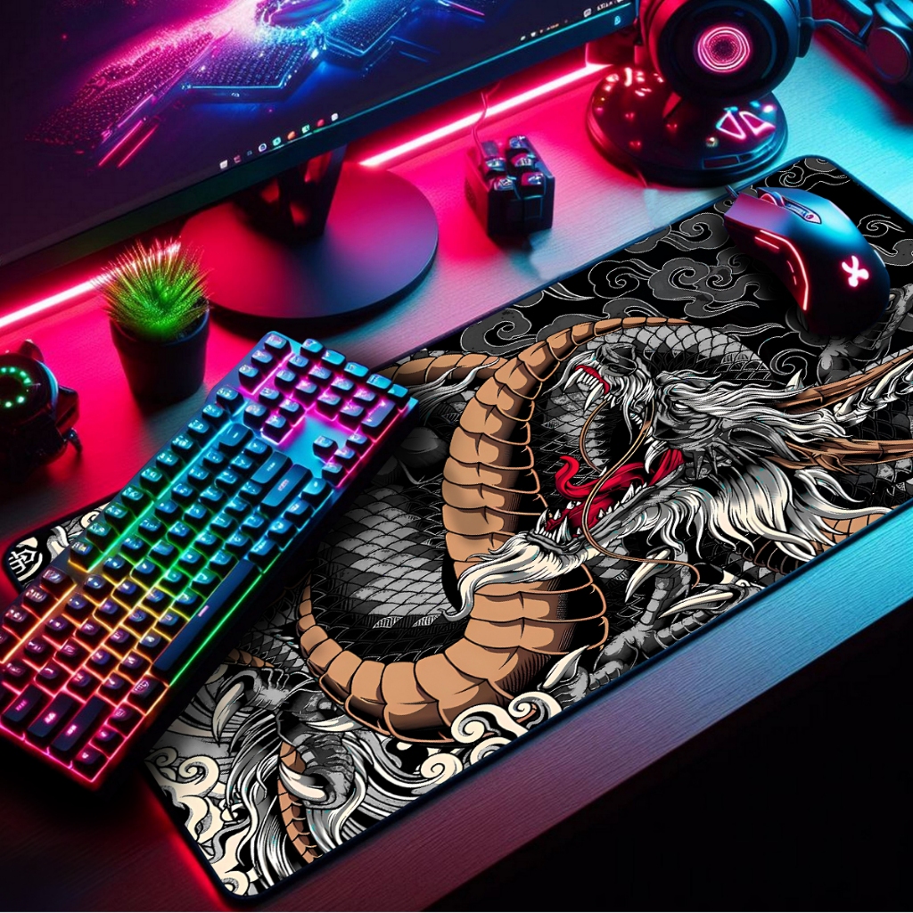 Mouse Pad Gamer Dragão Japonês 70x35cm mousepad gamer Extra Grande ...
