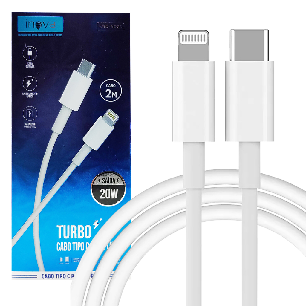 Cabo Tipo C Para iPhone Lightning 2 Metros USB-C | Shopee Brasil