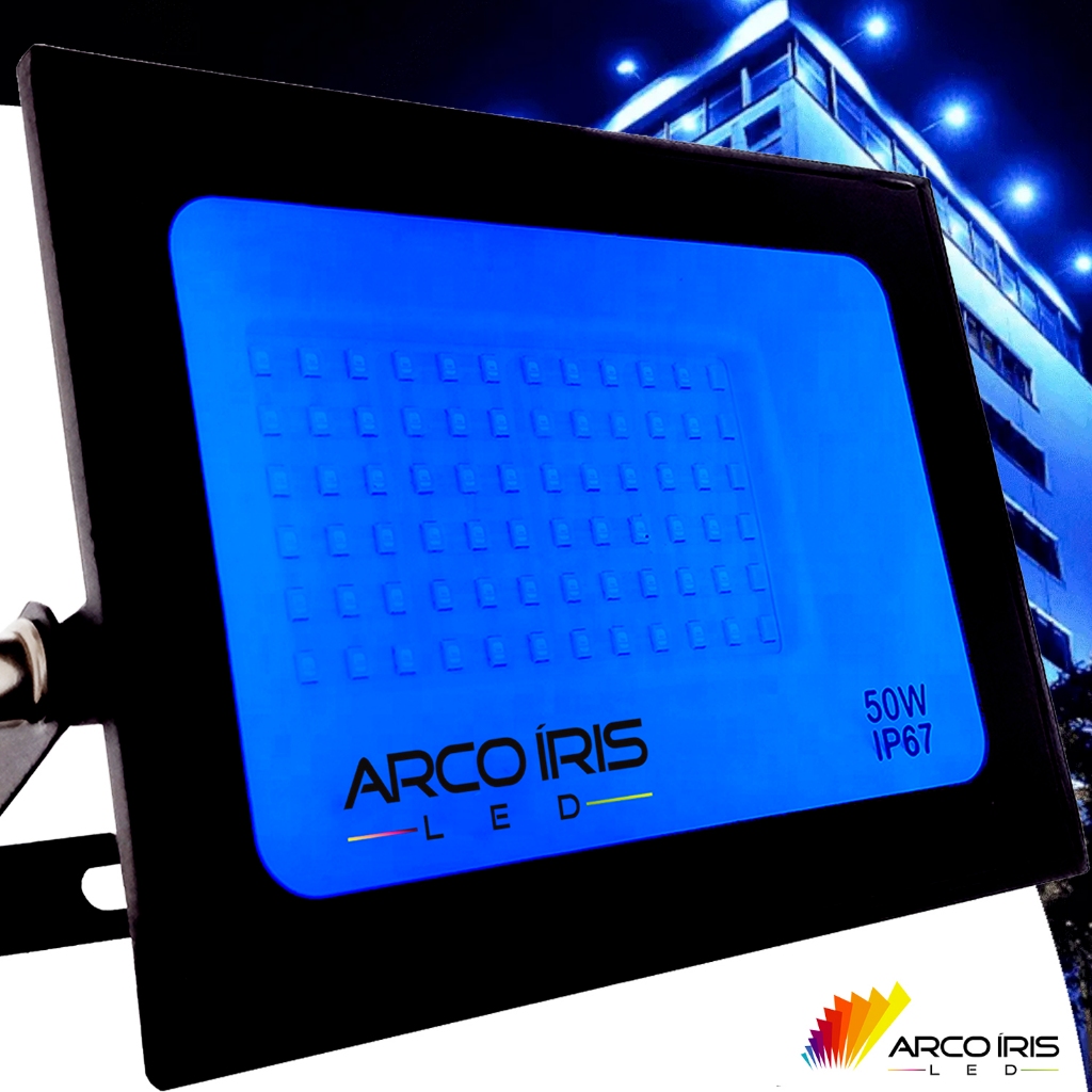 Refletor Holofote Luminária Led 50w Cor Azul Bivolt Smd - Áreas ...