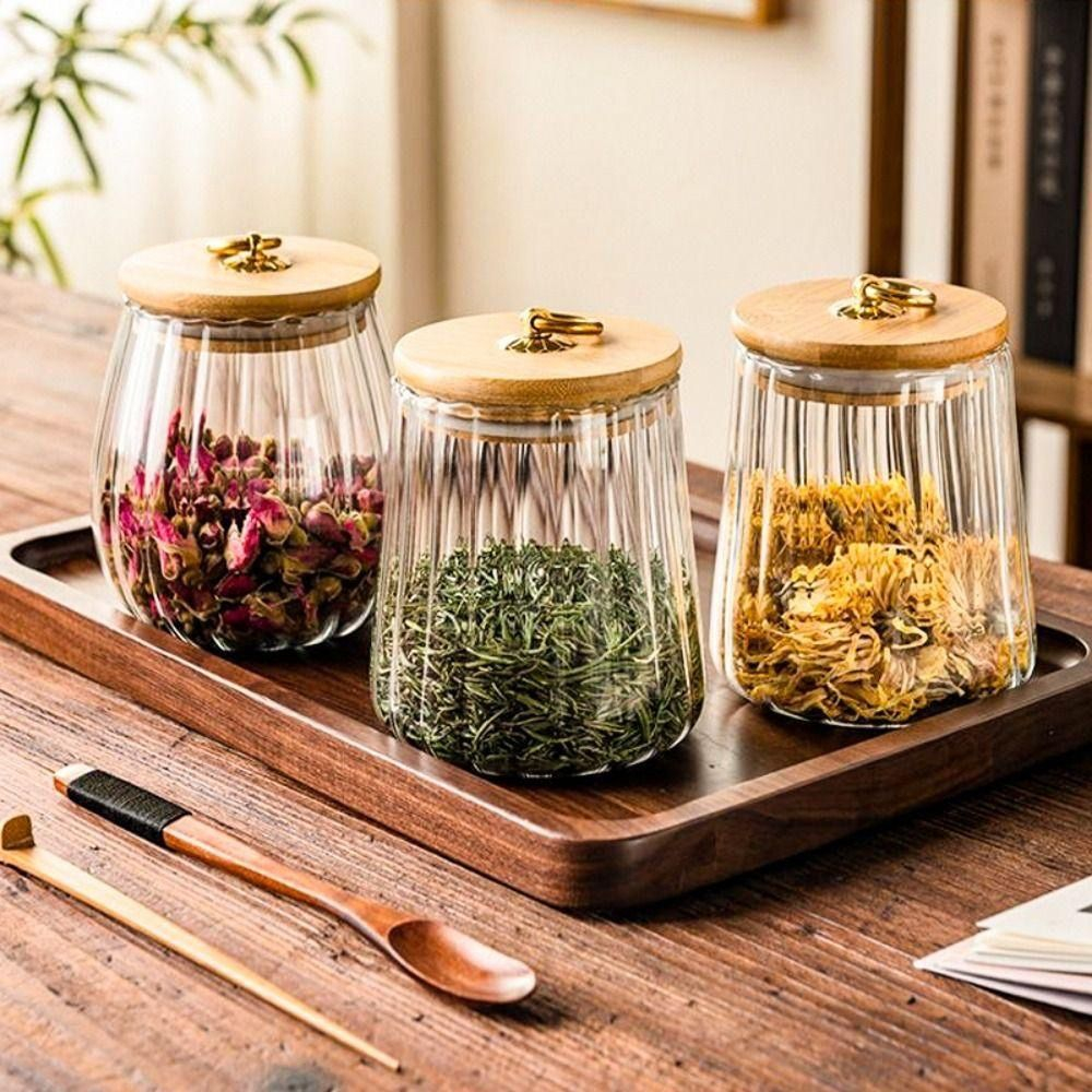 Potes De Vidro Para mantimentos com tampa Bambu WOLFF 750ml ou 510ml ...