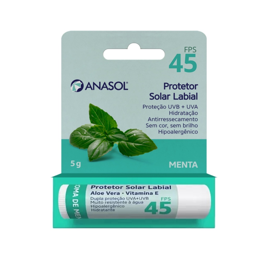 Protetor Lábial FPS 45 Vitamina E + Aloe Vera Sabor Menta | Shopee Brasil