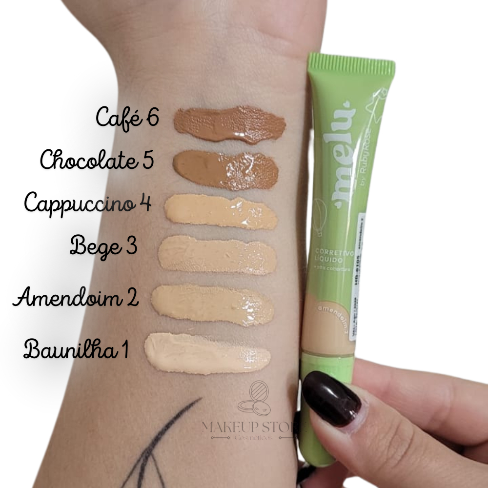 Corretivo Melu By Ruby Rose Corretivo Liquido Cobertura Leve e Longa ...