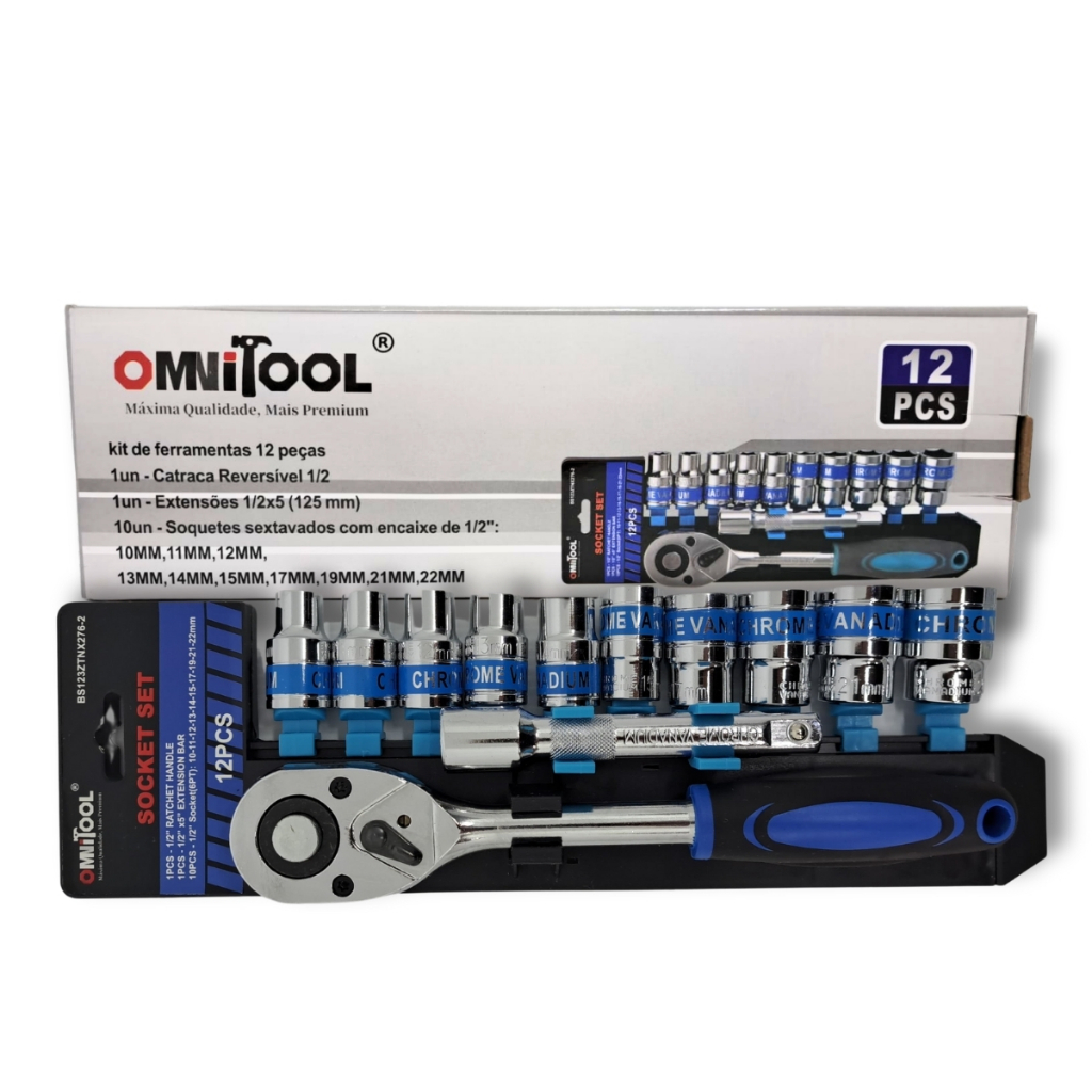 Kit Ferramenta Soquete 12 Peças 10 A 22mm Completo Aço Cromo Vanádio ...