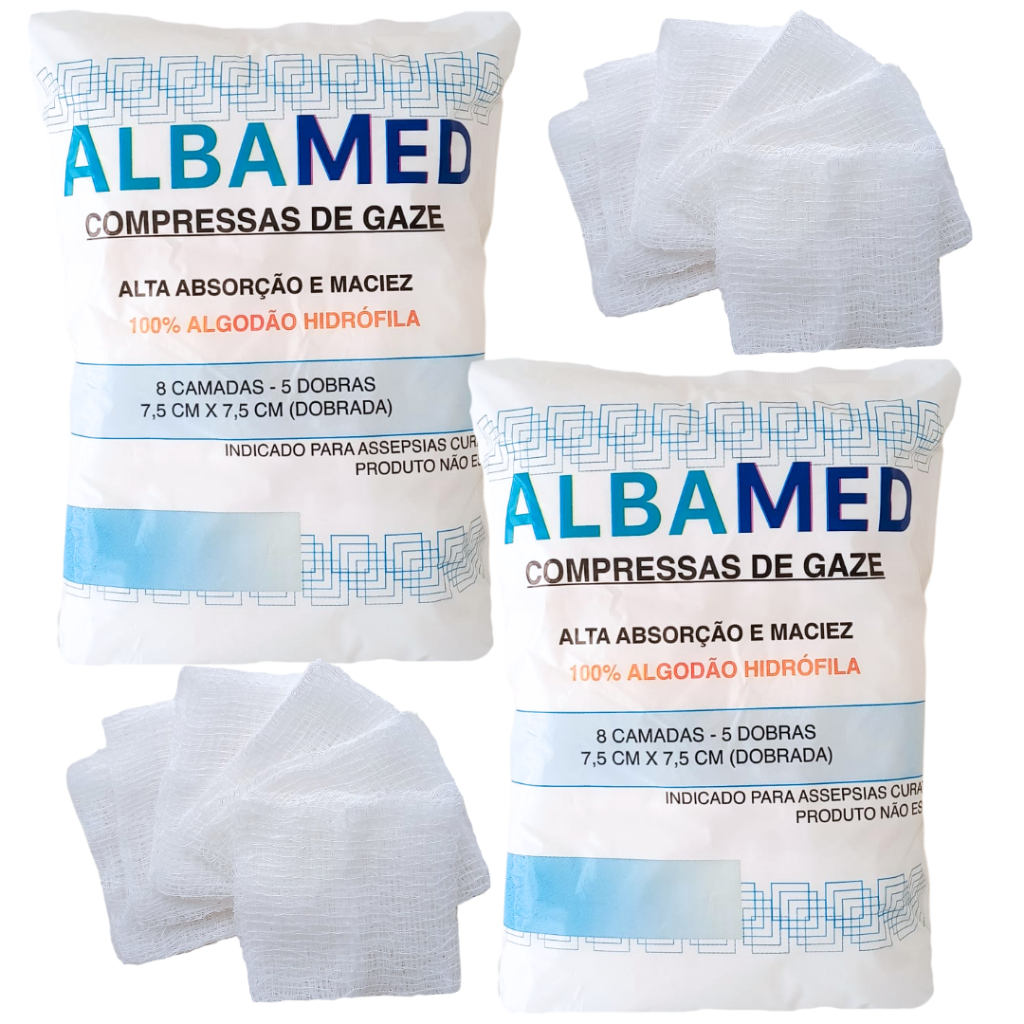 Compressa Gaze Curativo 09,11,13 Fios 100%Algodão Pacote 500 unidades ...