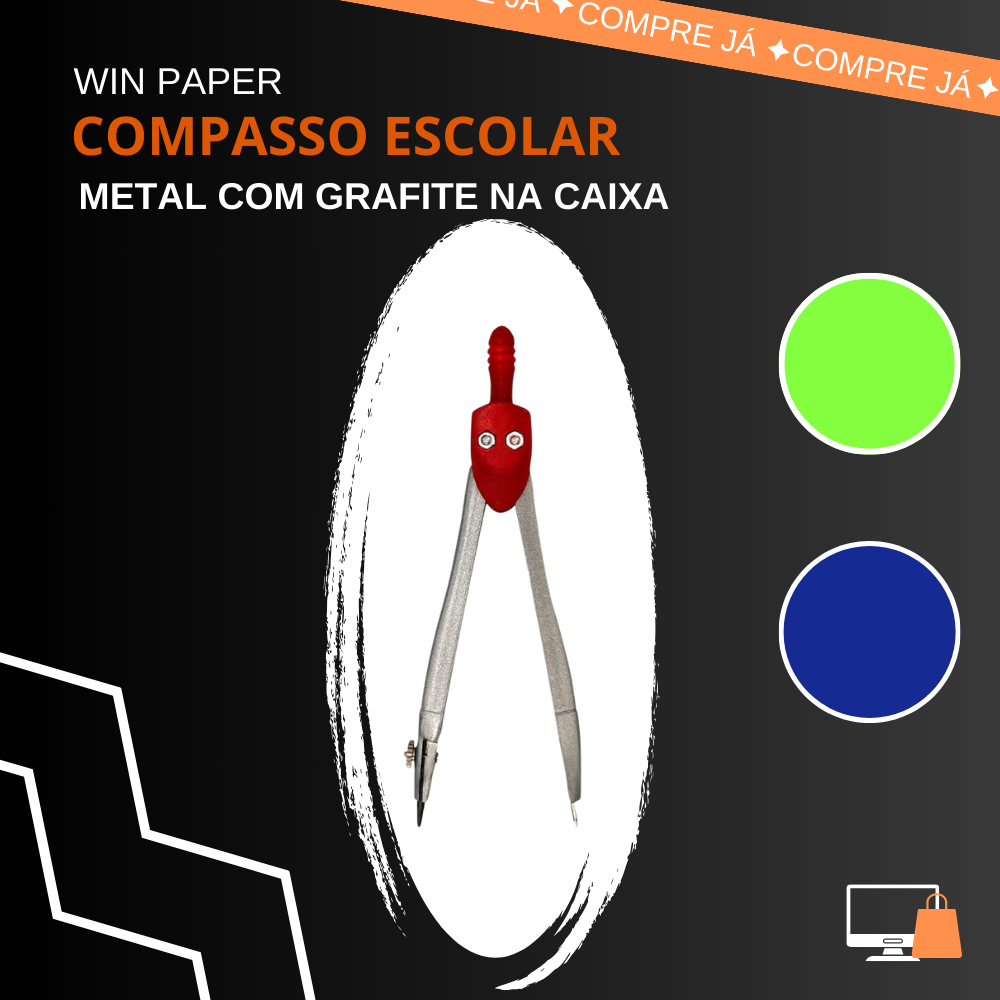 Compasso Escolar de Metal Colorido Material Escolar Técnico Papelaria ...