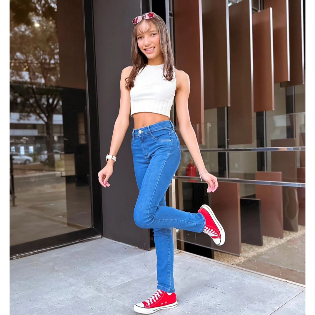 Calça Jeans Infantil Juvenil Menina Skinny Até 16 Anos | Shopee Brasil